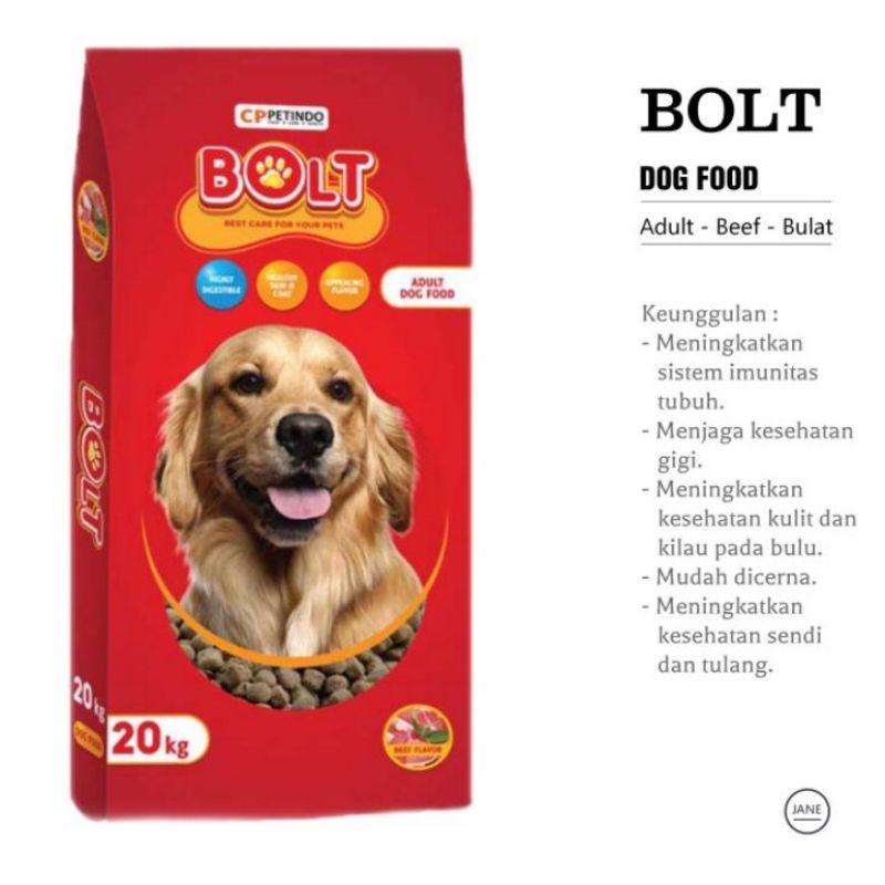 Jual MAKANAN ANJING BOLT DOG BEEF BULAT 20 KG | Shopee Indonesia