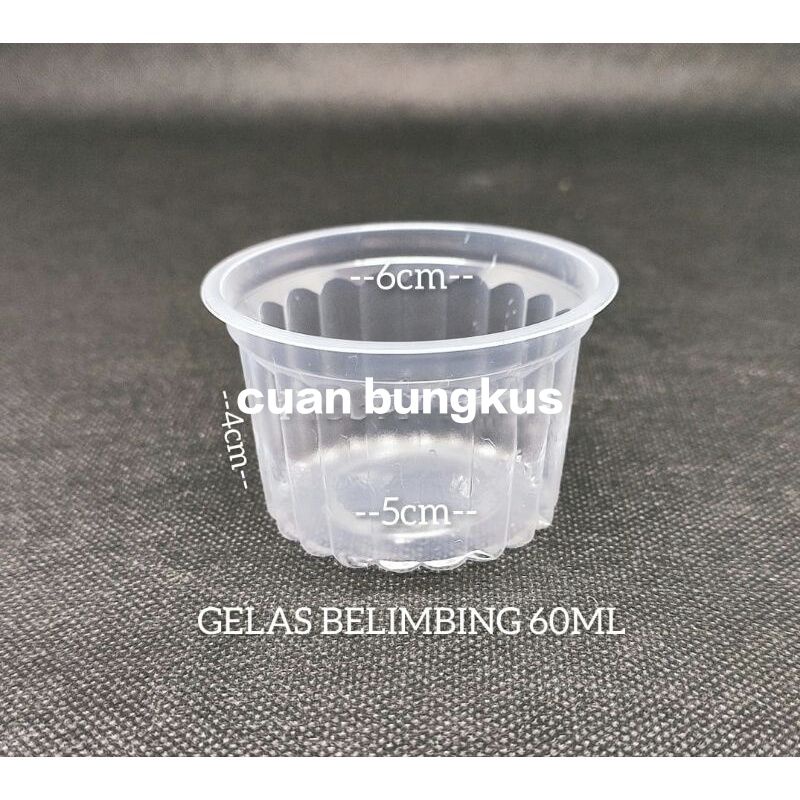 Jual Gelas Plastik Bening 60ml Belimbing / Cup Jelly Pudding Isi 50 ...