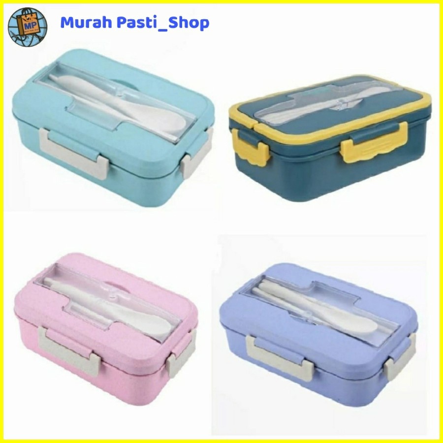 Jual Kotak Tempat Makan Lunch Box Bpa Free PP Jerami Gandum Set MURAH | Shopee Indonesia