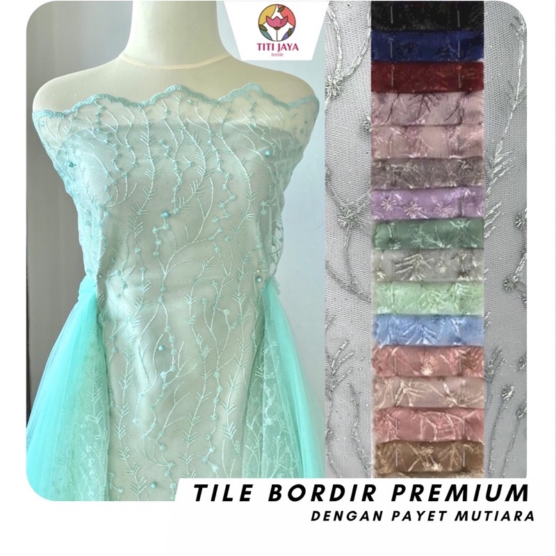 Jual BARU! TILE BORDIR GLITTER MOTIF AKAR SULUR SPIDER BUNGA / TULLE ...