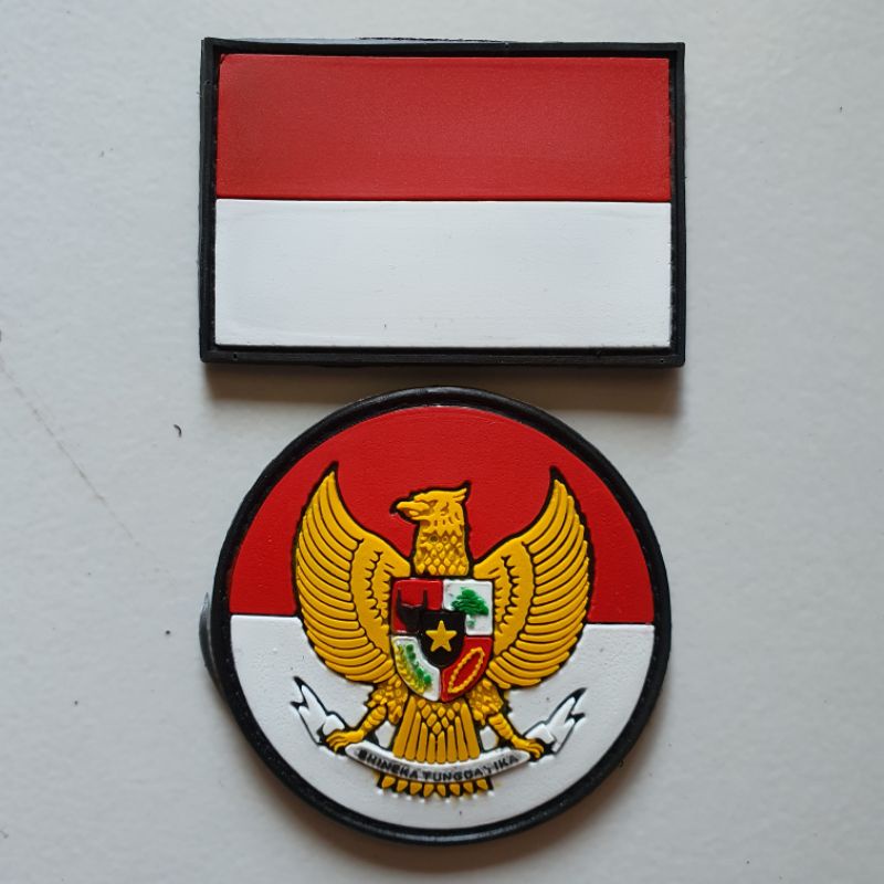 Jual patch rubber logo garuda bulat plus bendera indonesia - rubber ...