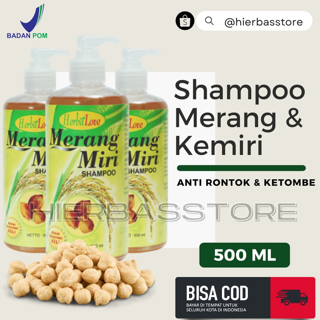Jual Herbalove Shampo Merang Kemiri 500ML Rambut Anti Rontok Ketombe ...