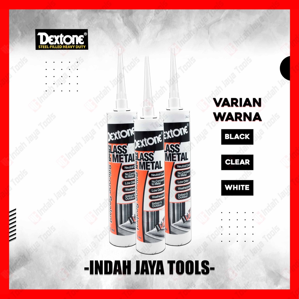 Jual DEXTONE GLASS METAL Silicone Sealant Lem Kaca Silikon Black Clear ...