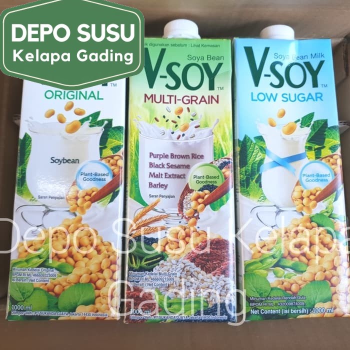 Jual V-Soy Multigrain / Original / Low Sugar 1 Liter | Soya Vsoy Multi ...