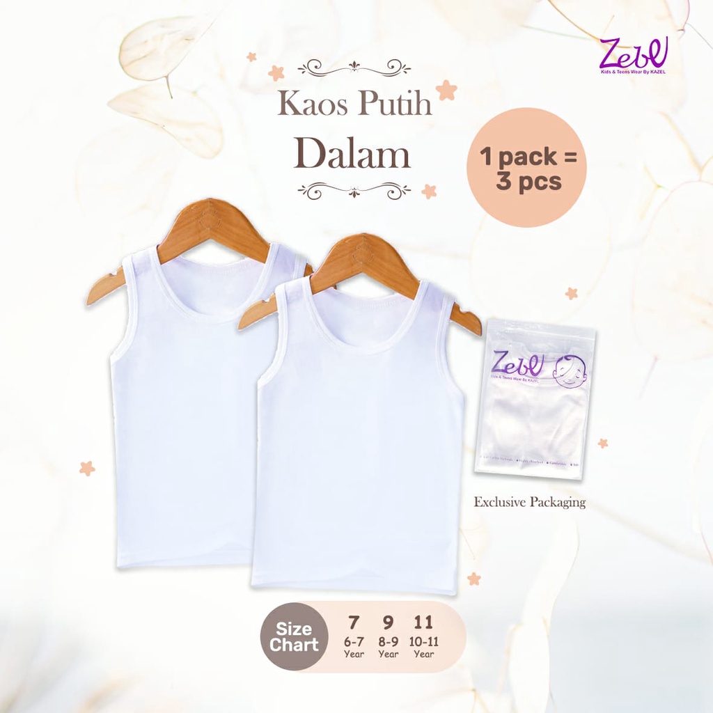 Jual Zebe Kaos Dalam Putih dan Tanktop Dalam Putih Singlet Anak (3pcs ...