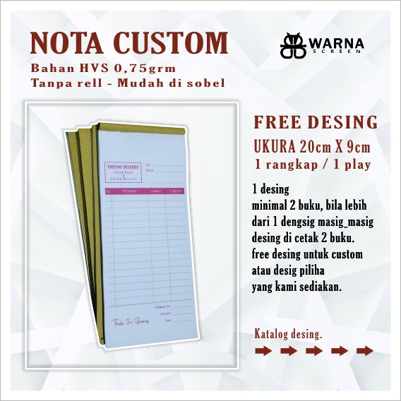 Jual NOTA CUSTOM | BUKU NOTA | BON ( 9x20 cm ) | Shopee Indonesia
