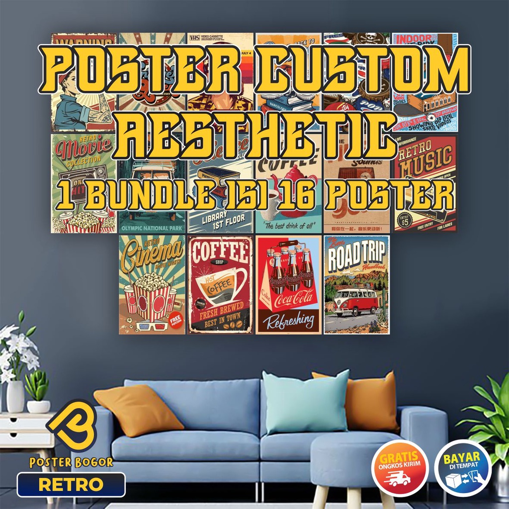 Jual POSTER CUSTOM HIASAN DINDING KAMAR MURAH RETRO | Shopee Indonesia