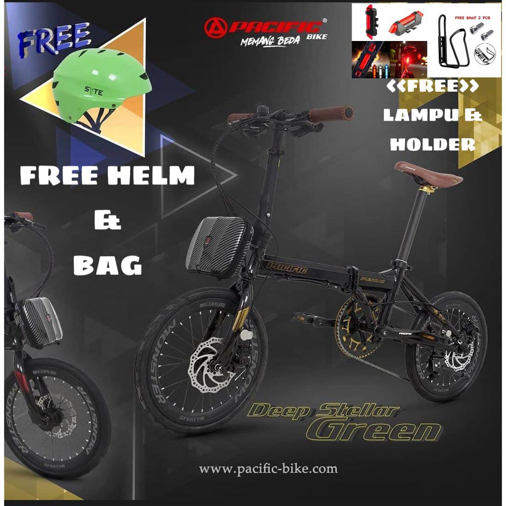 Jual Sepeda Lipat 16 Inch Pacific Splendid AX Alloy 18 Speed | Shopee ...