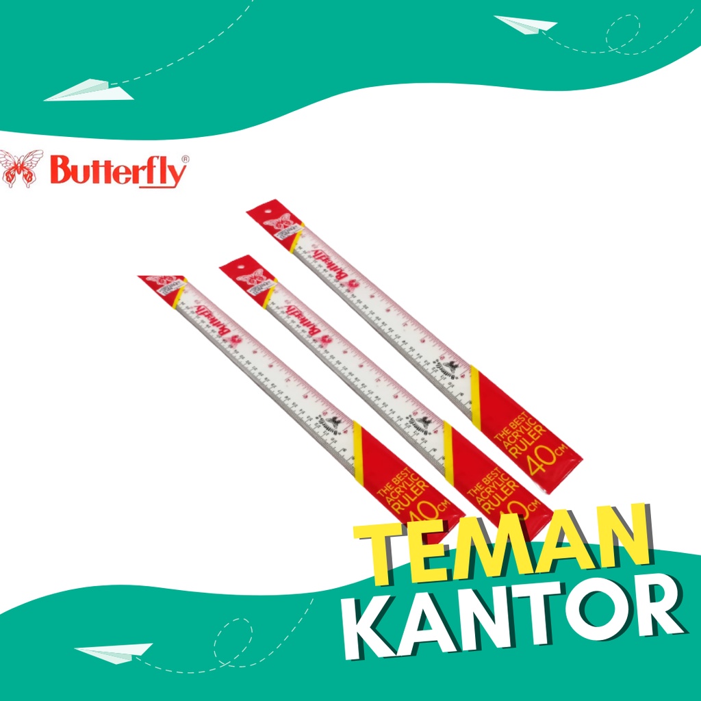 Jual Penggaris / Garisan Butterfly 40 cm Plastik | Shopee Indonesia