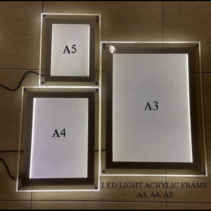 Jual Frame Akrilik Display A4 LED Light Bisa dipajang di dinding atau ...