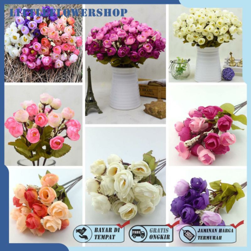 Jual COD BUNGA / BUNGA MAWAR KUNCUP BUNGA BUKET BUNGA TANGKAI PLASTIK ...