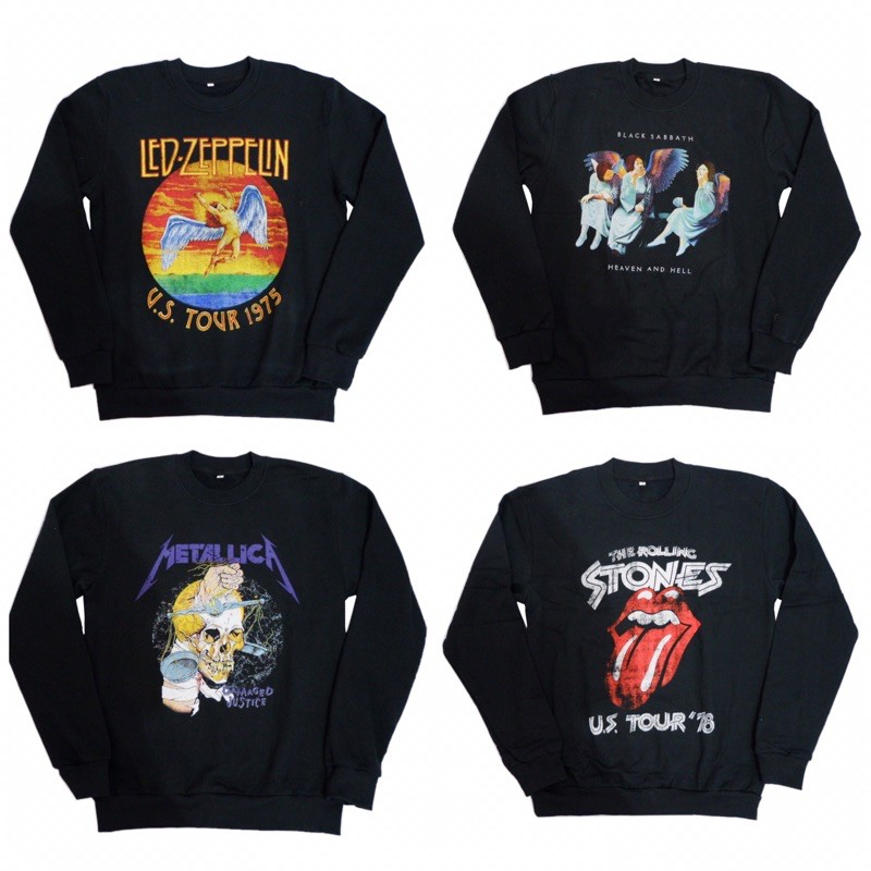 Jual Crewneck Sweater Band Metallica Billie Eilish Led Zeppeline Black ...