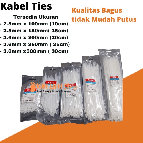 Jual Kabel Ties PUTIH 10cm / 15cm / 20cm / 25cm / 30cm 1Pack 100Pcs (Bagus) | Shopee Indonesia