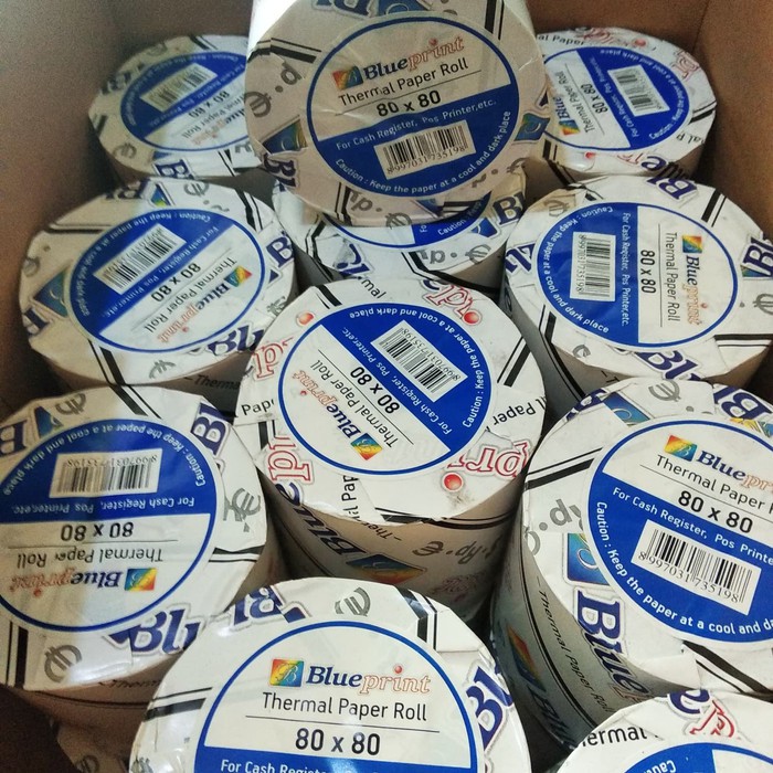 Jual Kertas Thermal 80x80 Blueprint/Alfaink Thermal Paper Roll 80x80mm ...