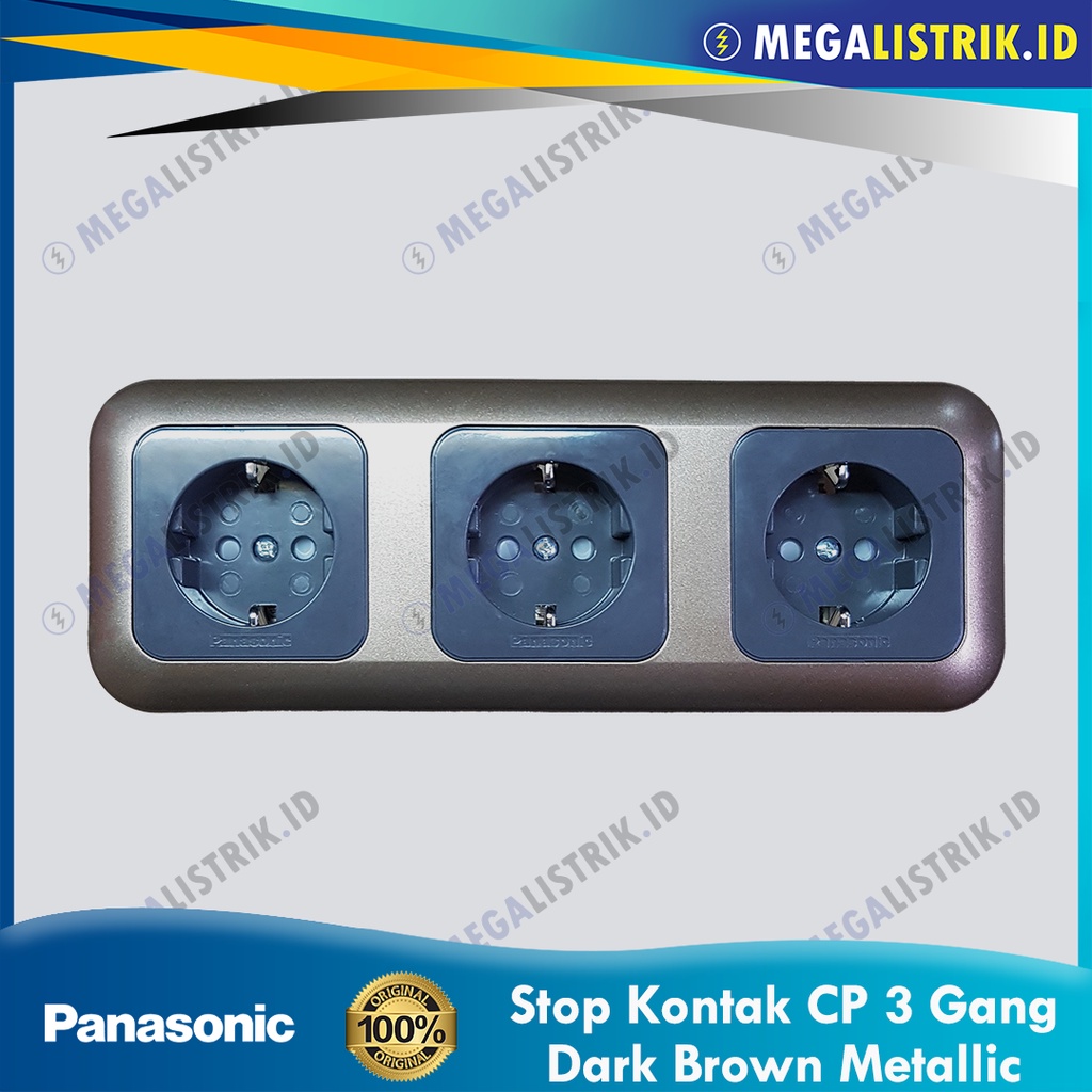 Jual PANASONIC STOP KONTAK CP 3 GANG / SOCKET OUTLET WIDE SERIES DARK ...