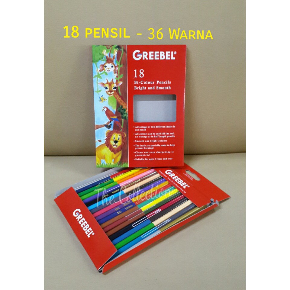 Jual ATK233GB 7218 BI COLOUR 18 PENSIL DAPAT 36 WARNA GREEBEL GREBEL ...