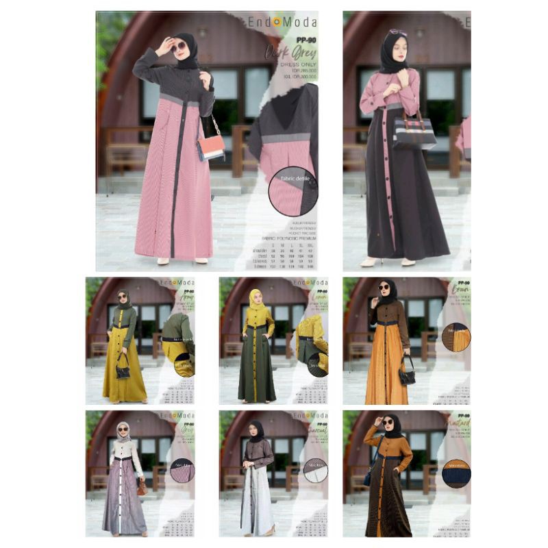 Jual GAMIS ENDOMODA PP-90 (PINK, CHARCOAL, MUSTARD, BROWN, LEMON, ARMY, GREY, DARK GREY ...