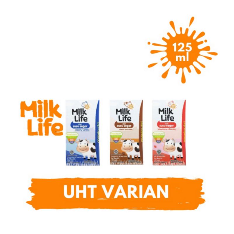 Jual Milk Life Susu UHT Vanilla / Chocolate / Strawberry 125ml Susu ...