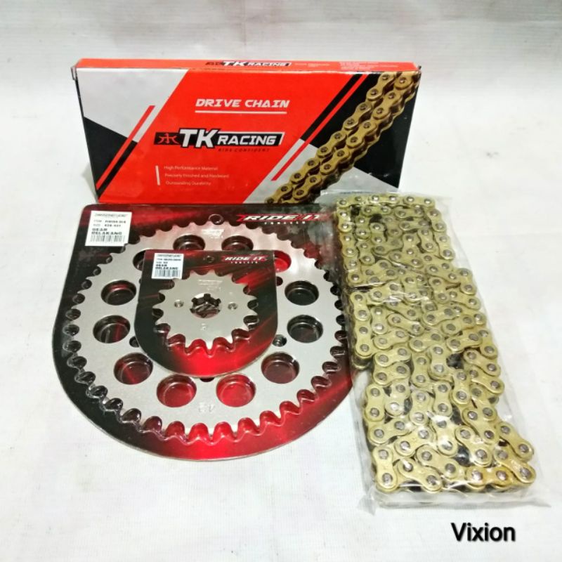 Jual Gear Set Ride It Vixion / New Vixion / MX King + Rantai TK Racing ...