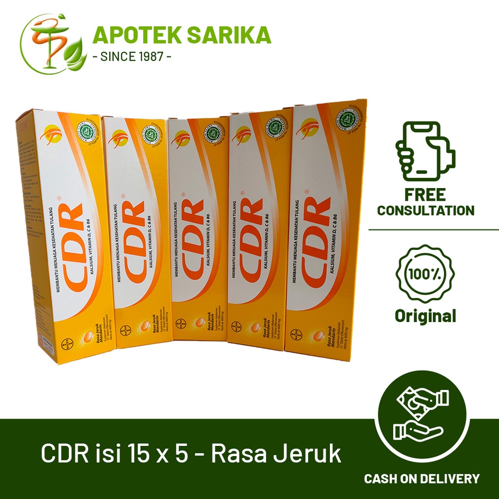Jual CDR Suplemen Kalsium & Vitamin Rasa Jeruk 15 Tablet Effervescent ...