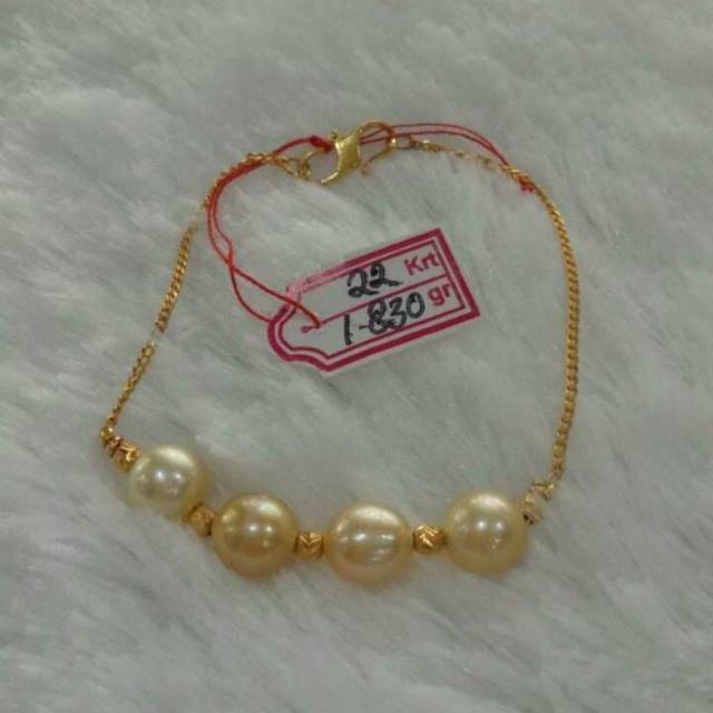 Jual Gelang emas model rantai polos dengan mutiara air laut | Shopee ...
