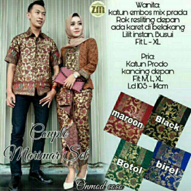 Jual Couple Marimar Batik Prodo/Prada Sarimbit Hijab Kondangan Kutubaru ...