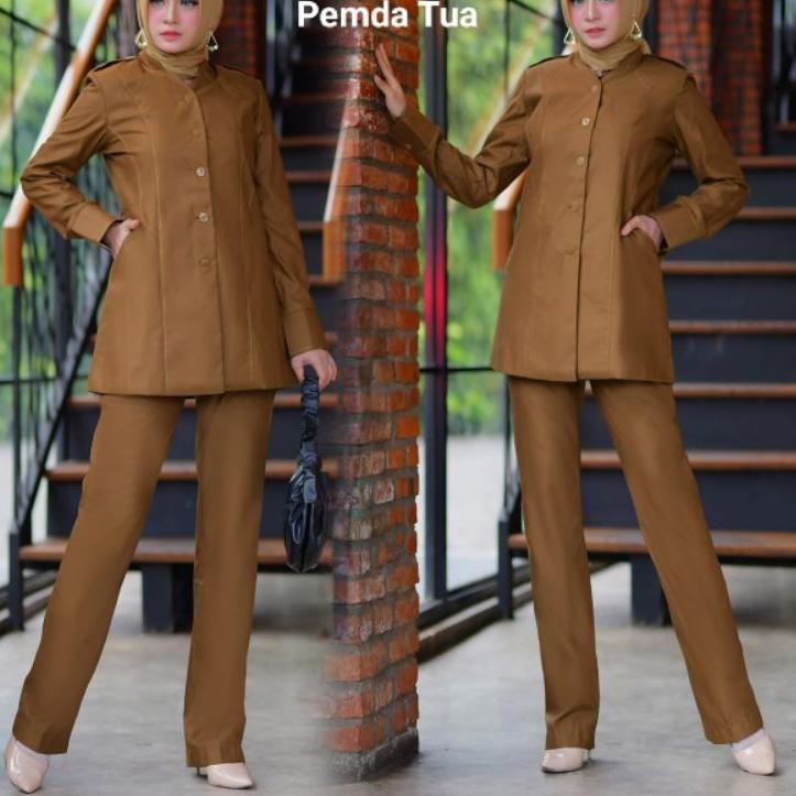 Jual SALEE!!!!.. Baju Dinas Wanita Set Celana Warna Pemda Tua Blazer Kerja Set Celana Seragam ...