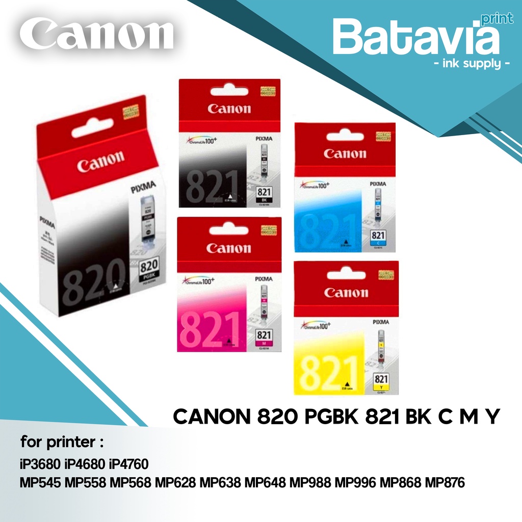 Jual TINTA CARTRIDGE CANON 820 PGBK / 821 BLACK CYAN MAGENTA YELLOW ORIGINAL | Shopee Indonesia