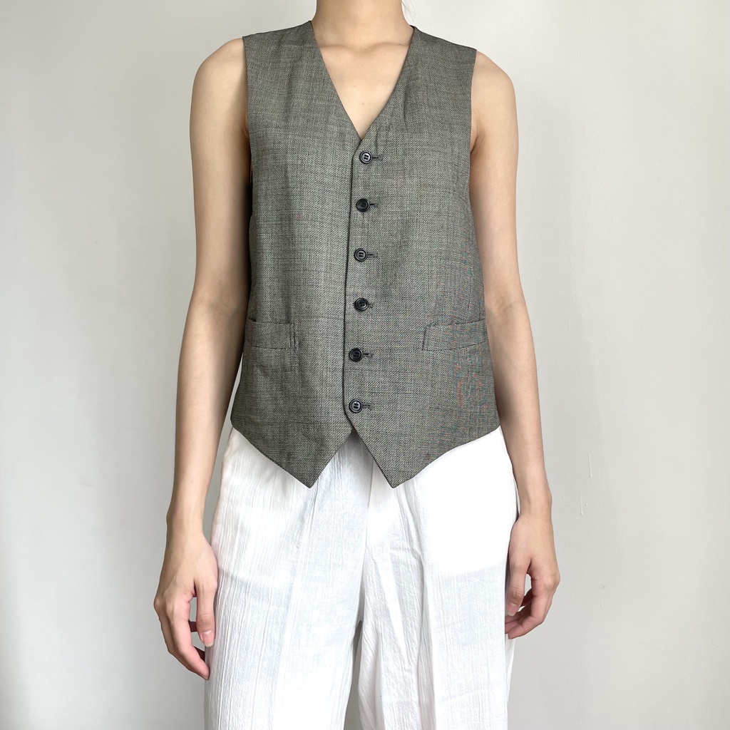 Jual Grey Nailhead Pattern Waistcoat. | Shopee Indonesia