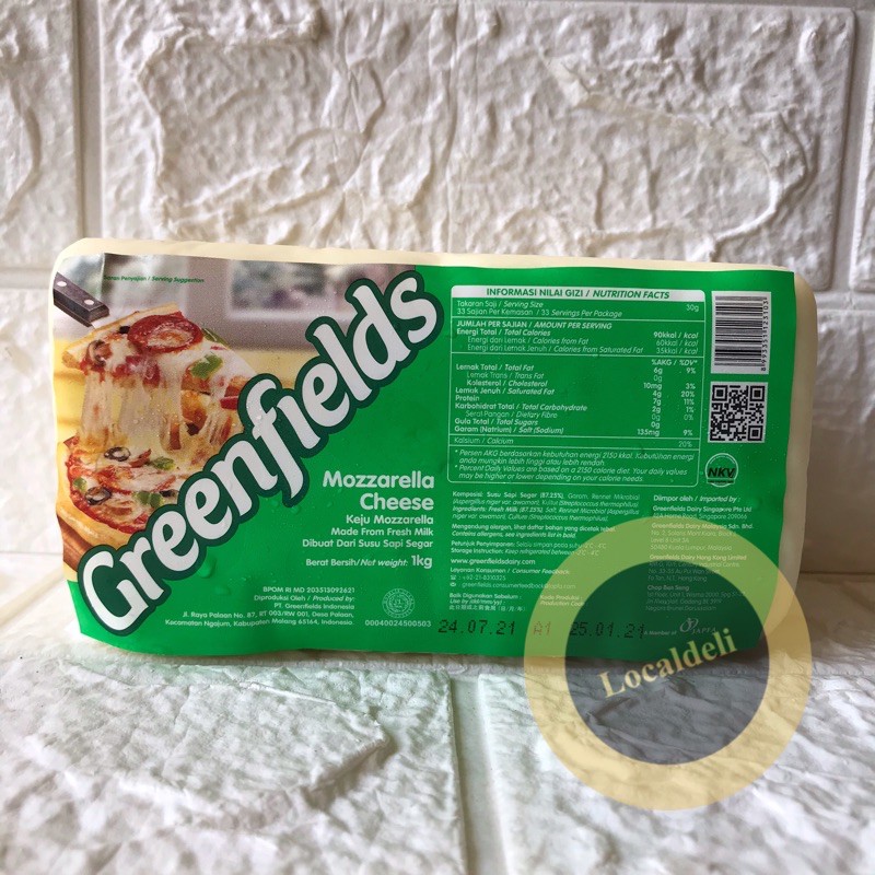 Jual GREENFIELDS MOZZARELLA/ MOZARELLA/ MOZZARELA CHEESE/ KEJU ...