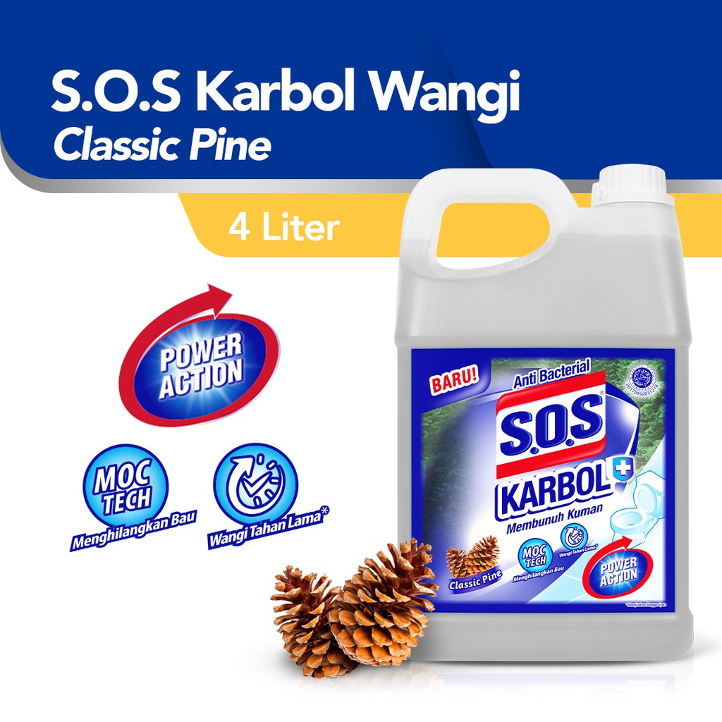 Jual SOS Karbol Classic Pine Anti Bacterial Jerrycan 4 Liter ...