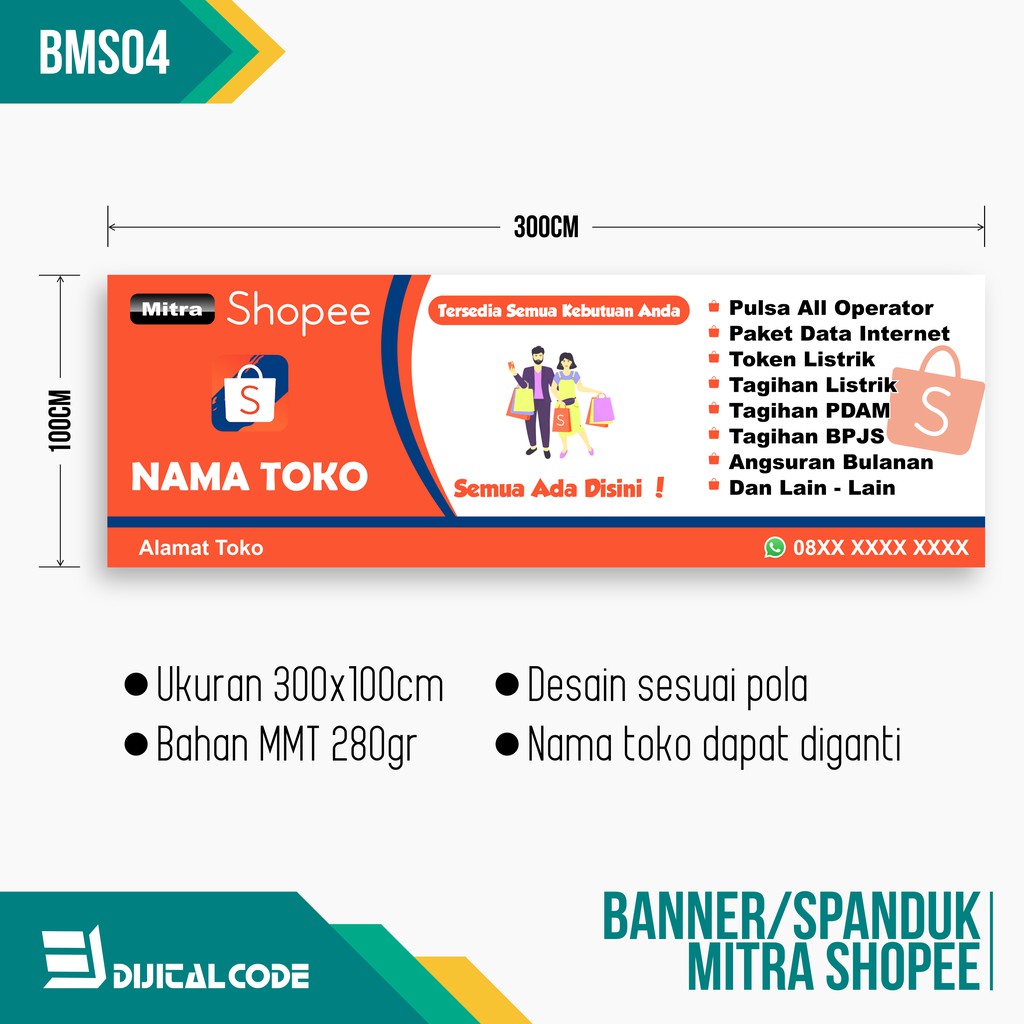 Jual BMS04 Spanduk Banner Mitra Shopee 300x100cm | Shopee Indonesia
