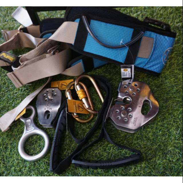 Jual Paket 1 flying fox seat harness sit harness pulley tandem fixed ...