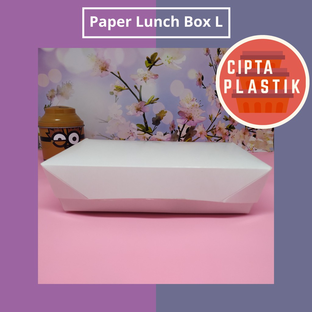 Jual Lunch Box Paper L Ivory Tebal / Kemasan Kotak Makanan Kertas Besar ...