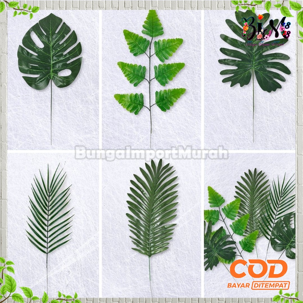 Jual DAUN PLASTIK MONSTERA DEKORASI /PALM PILLOW LEATHER FERN ...