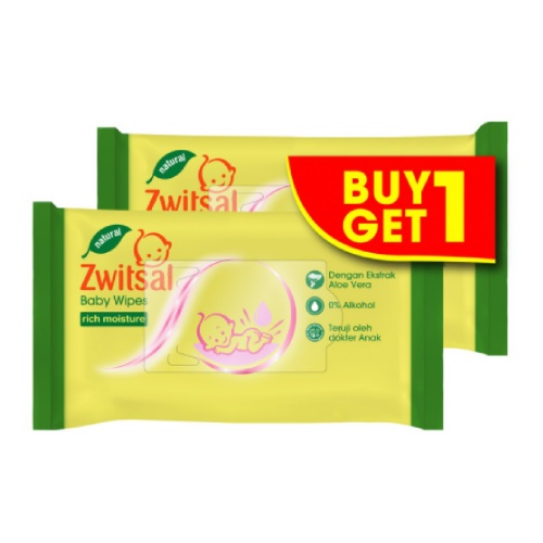 Jual Zwitsal Baby Wipes Tissue Basah Rich Mositure 2 x 40 sheets x 2 ...