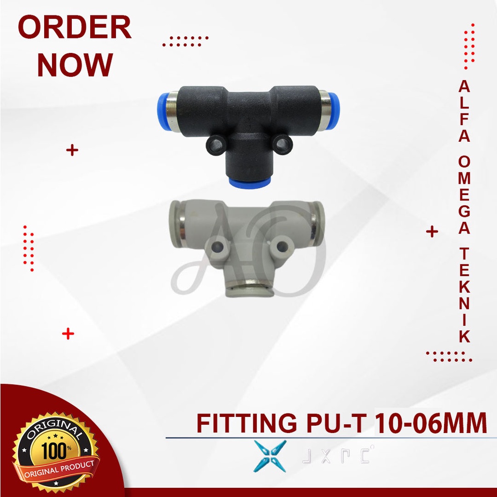 Jual REDUCER TEE FITTING PNEUMATIC 10x6x10 NEPEL SELANG PNEUMATIK PUT ...