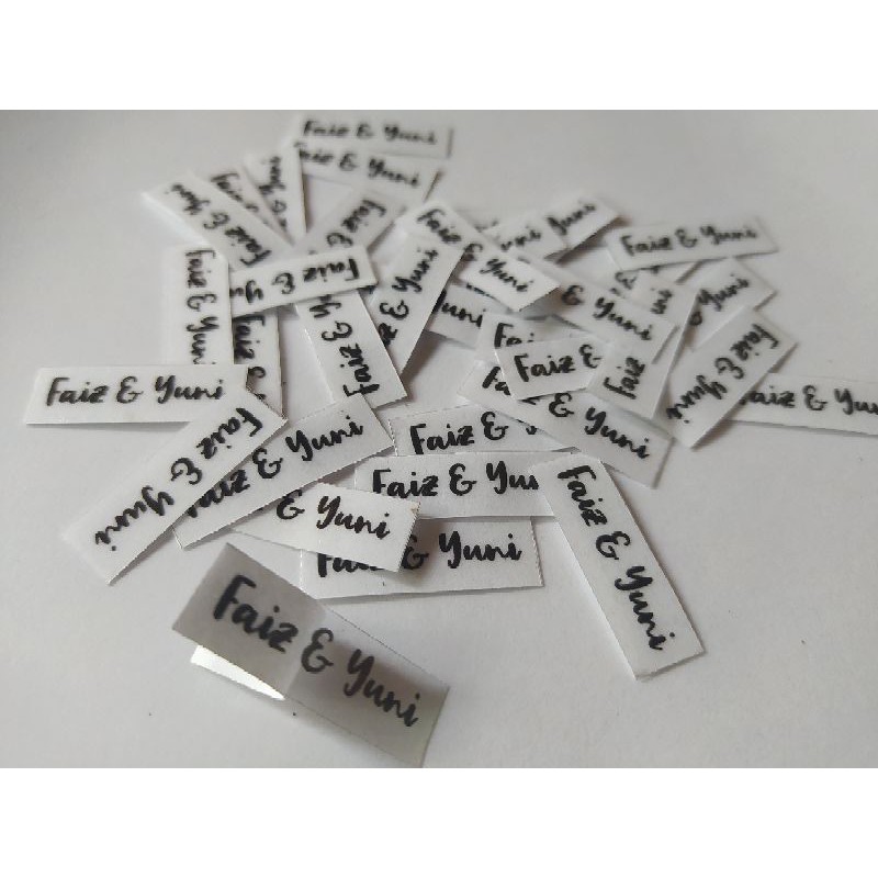 Jual Cetak/Custom Sticker Label Transparan Nama Untuk Aksesoris Minimal ...