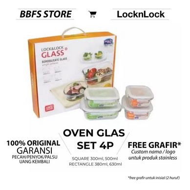 Jual Lock n Lock Oven Glass Gift Set 4p / Kado Wadah Kaca Lock&Lock ...