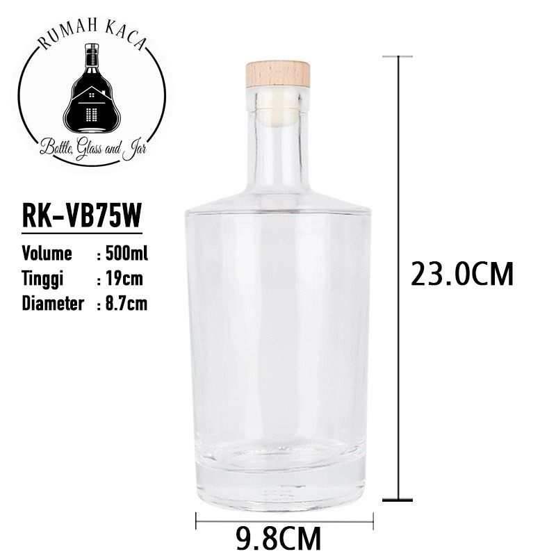 Jual Botol kaca liquor premium spirits bottle, tutup cork kayu 350ml ...