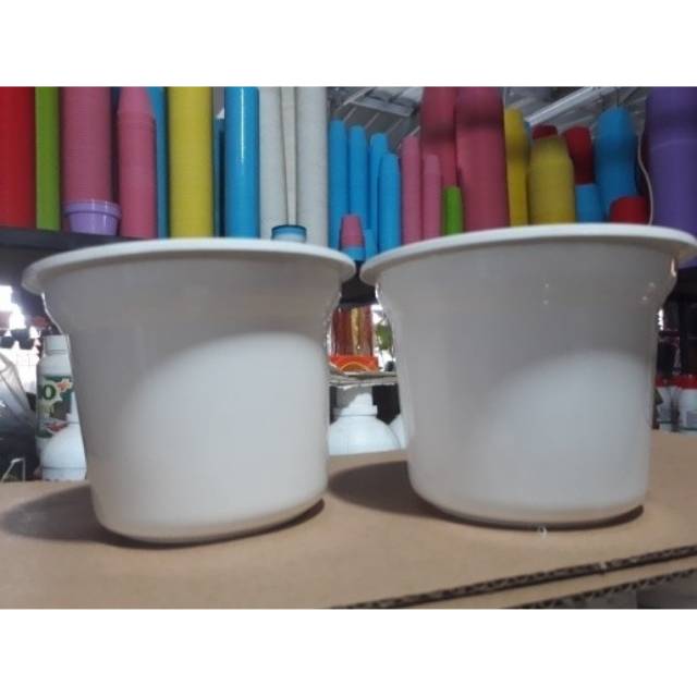 Jual Pot bunga tanaman plastik BJ putih 15cm | Shopee Indonesia
