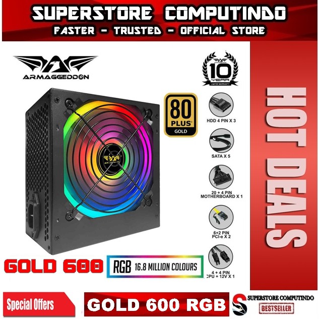 Jual Power Supply PSU Armaggeddon Voltron Gold 600 RGB-600 Watt | Shopee Indonesia