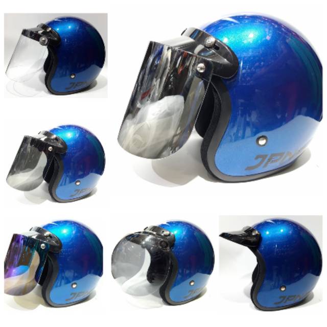 Jual Helm Bogo Retro JPN ARC Biru victory glossy kaca flat/cembung ...