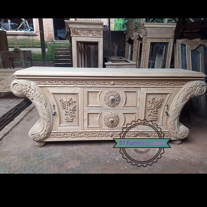 Jual Bupet jati ukir Jepara - meja Tv panjang - lemari pendek hias ...