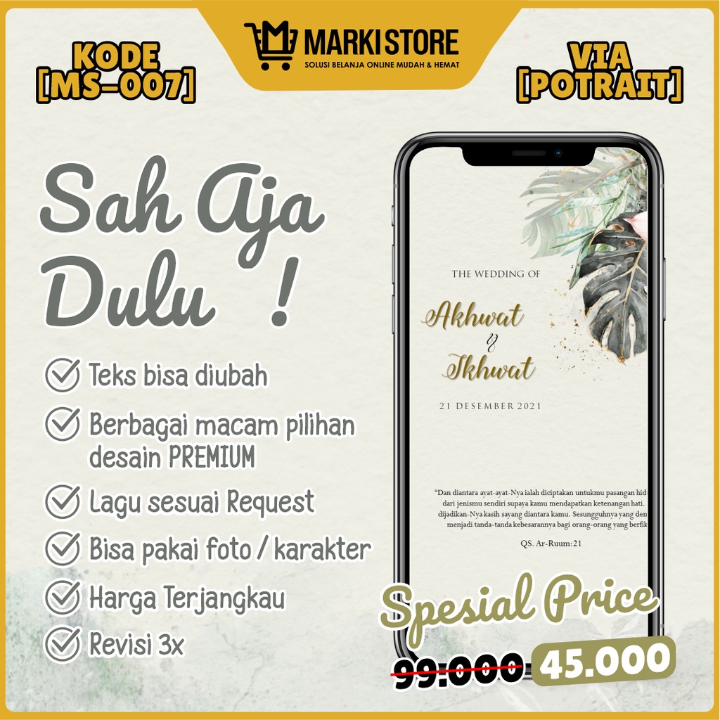 Jual UNDANGAN DIGITAL PERNIKAHAN VIDEO MODERN ELEGAN ISLAMI JAWA MURAH ...