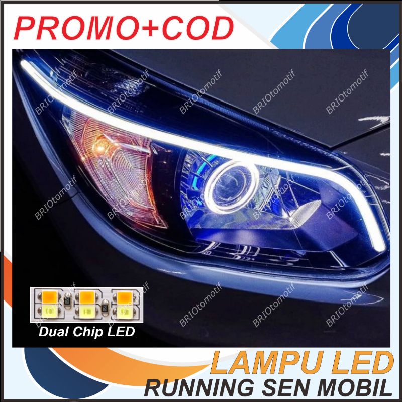 Jual LAMPU ALIS MOBIL LED DRL DOUBLE RUNNING SEN BERJALAN 2 MODE 60 CM ...