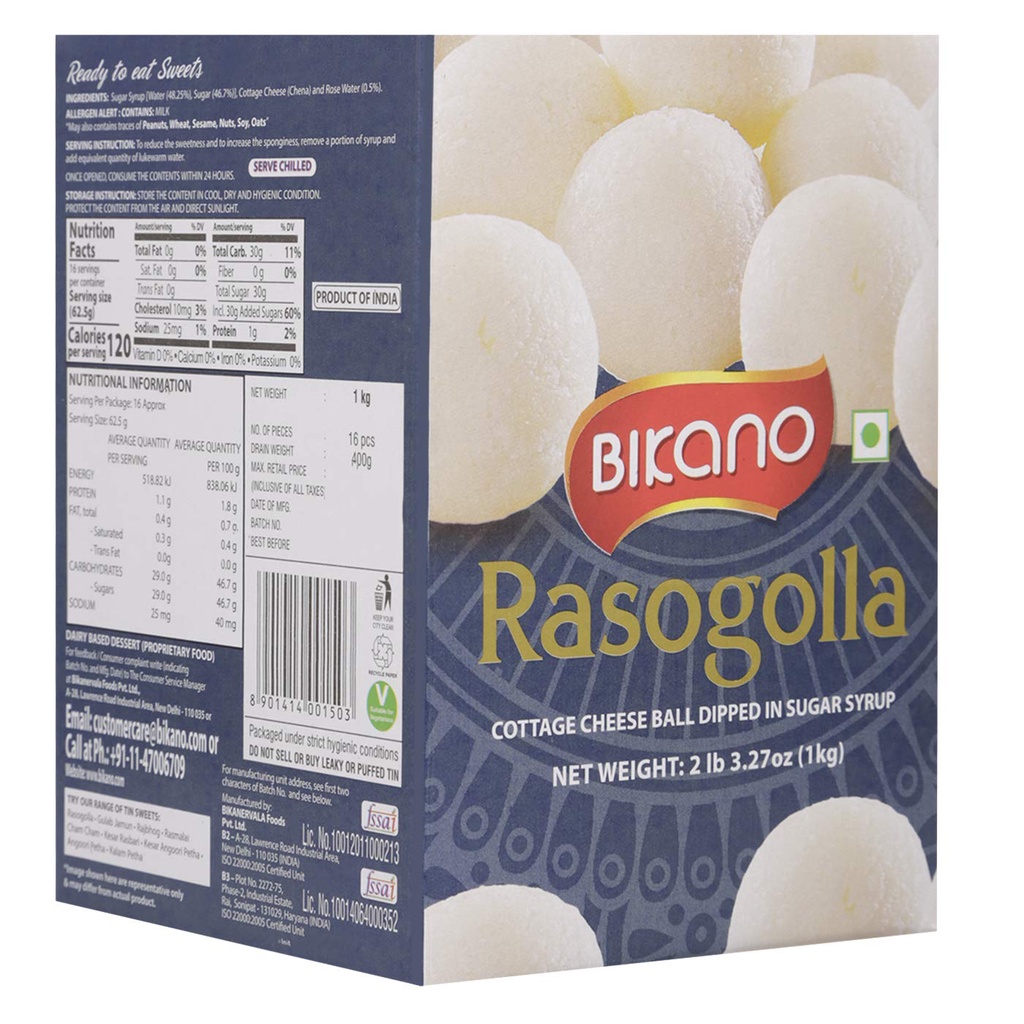 Jual Bikano Rasogolla 1 KG | Product of India | Indian Sweets ...