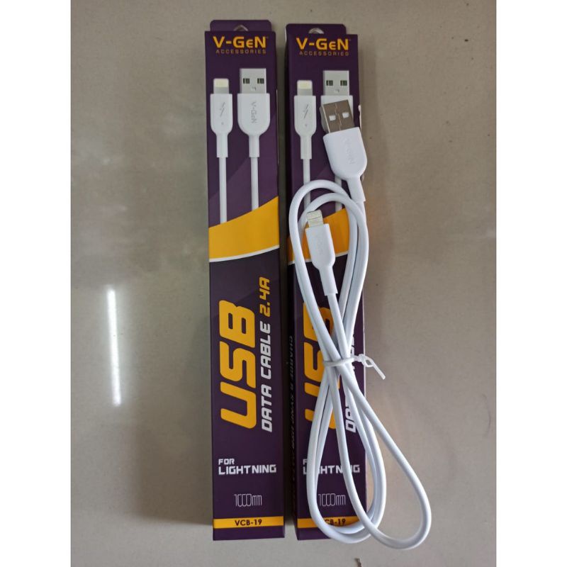 Jual Kabel Data Lightning V-GeN VCB-19 Kabel iPhone 2.4A Max 1meter ...