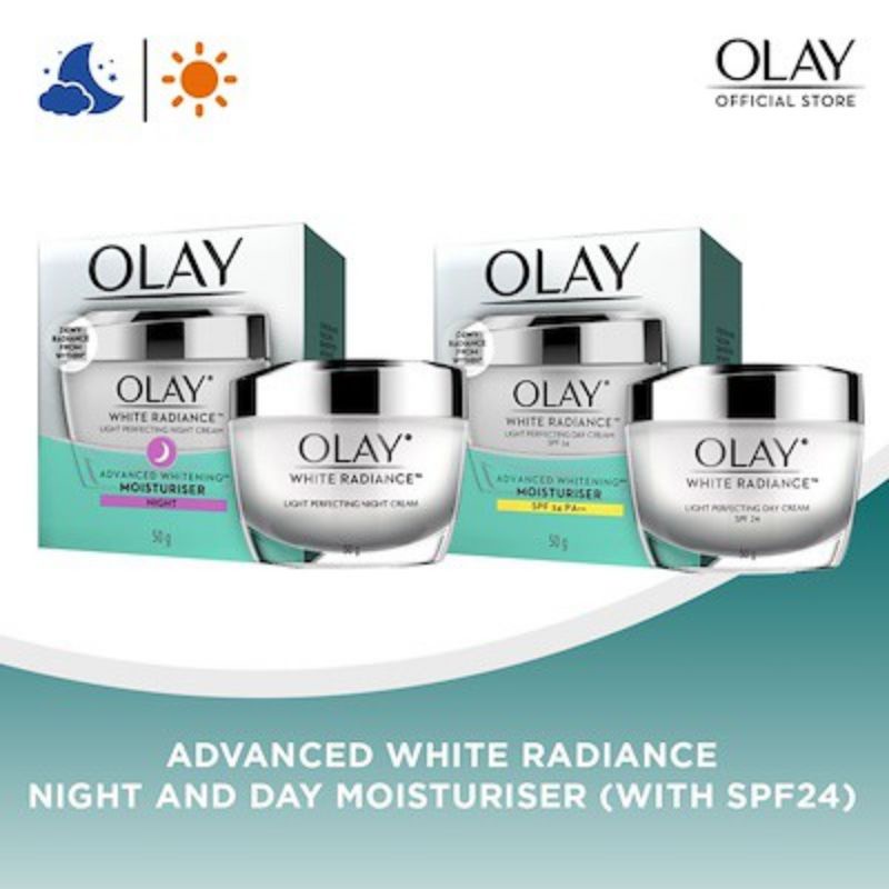 Jual PAKET OLAY White Radiance Whitening DAY +NIGHT CREAM 50gr - Olay ...