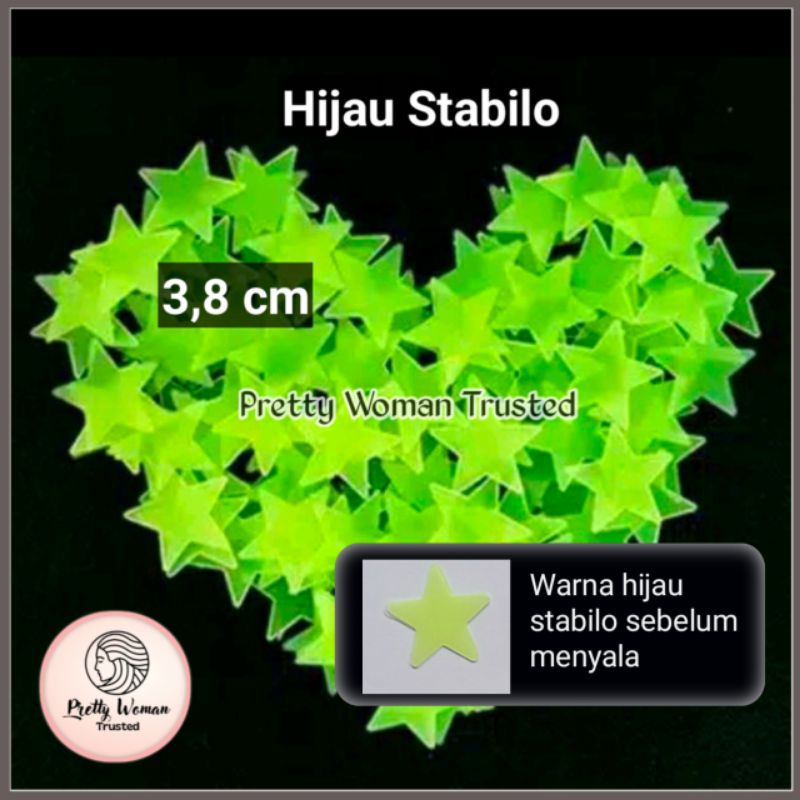 Jual (1 Pcs=1 Biji) Stiker Star Glow In The Dark Bintang Menyala Saat ...